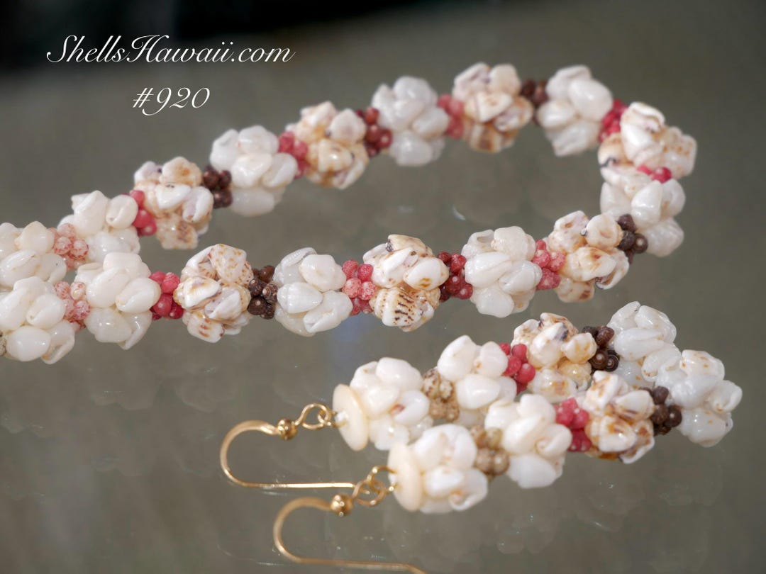 26 Shell Lei of Niiahu Pupu Momi & Kahelelani Crown Flowers Style Shell ...