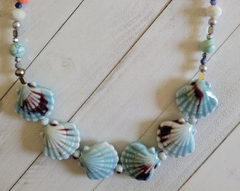Pastel Intricate Bedazzled Seashell Beaded Necklace - Etsy