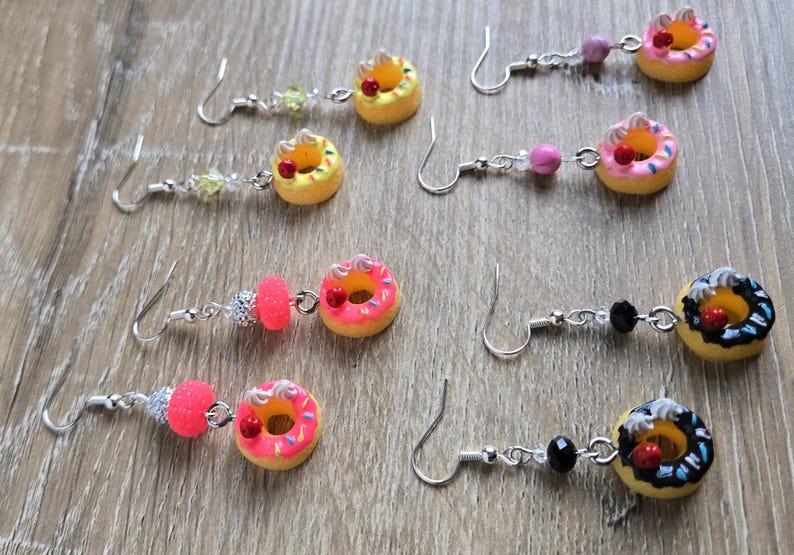 Colorful Donut Charm Dangle Earrings - Etsy