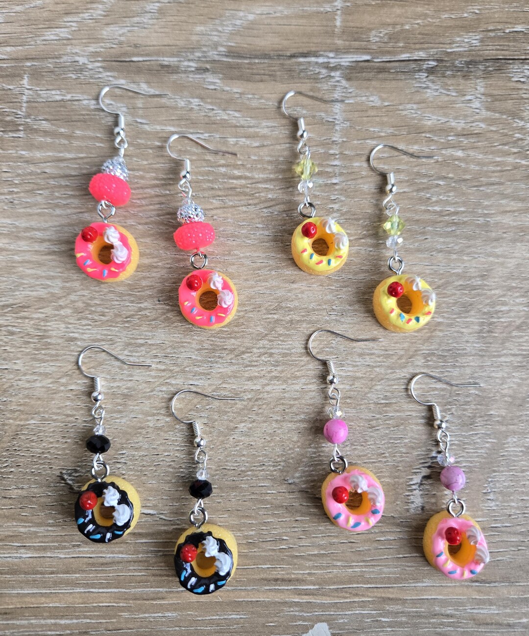 Colorful Donut Charm Dangle Earrings - Etsy