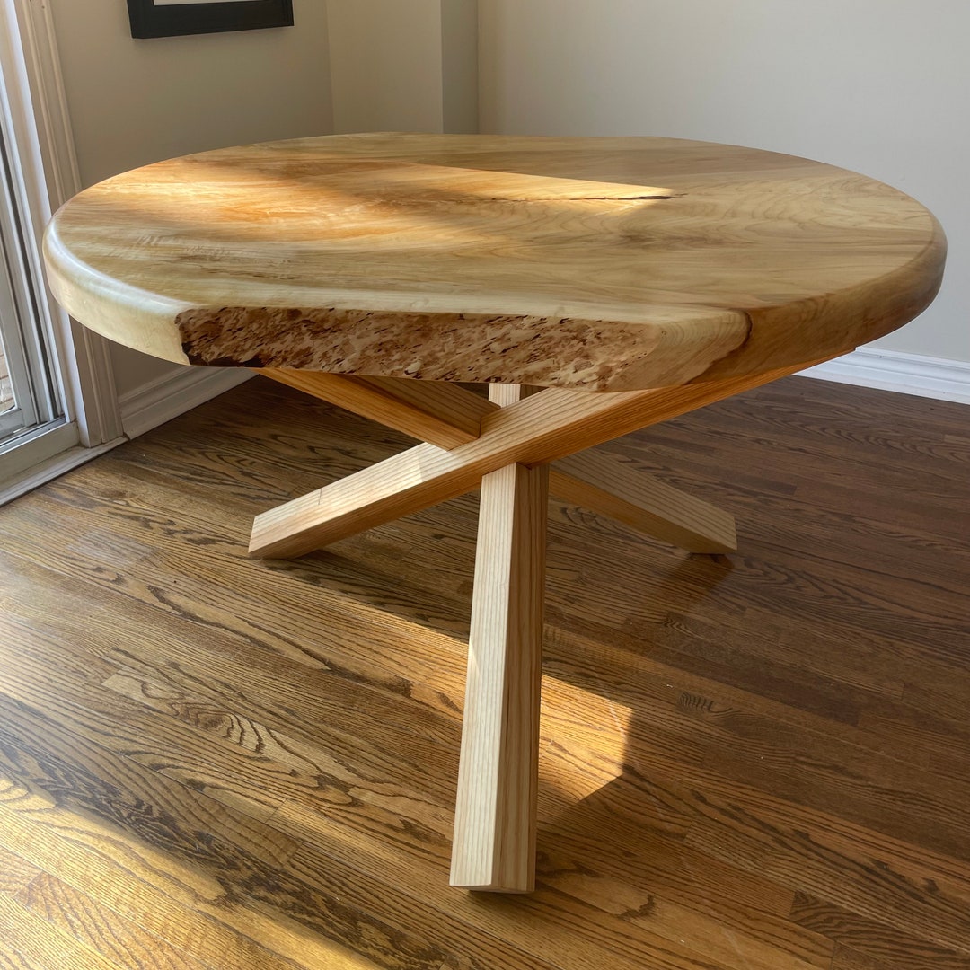 Round Maple Table Ash Base Kitchen Table Modern Table 4 Person Table - Etsy