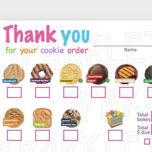 ABC Girl Scout Cookie Order Thank You Printable Smart Cookies - Etsy