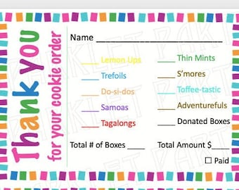 LBB Girl Scout Cookie Order Thank You Printable Little Brownie | Etsy