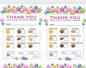 LBB Girl Scout Cookie Order Form Thank You Printable Little | Etsy