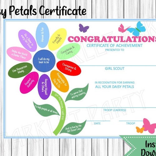 Girl Scout Daisy Investiture Certificate Printable PDF - Etsy