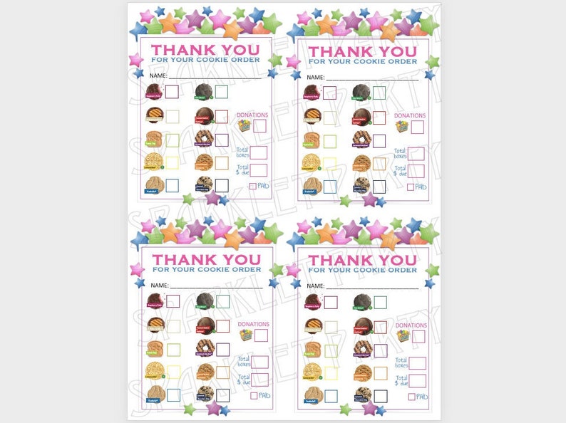 ABC Girl Scout Cookie Order Thank You Printable Smart Cookies - Etsy
