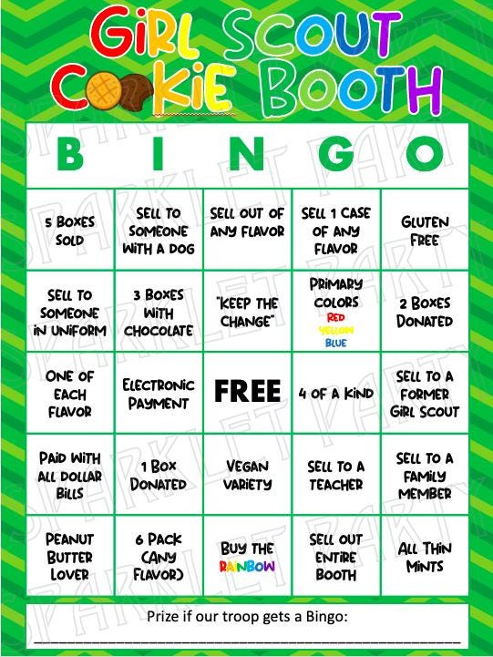 Girl Scout Cookie Booth Bingo Cards Sheet Printable - Etsy