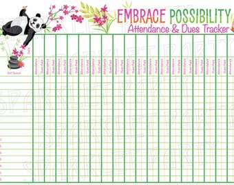 Girl Scout Attendance Sheet With Dues Column Tracker Printable - Etsy