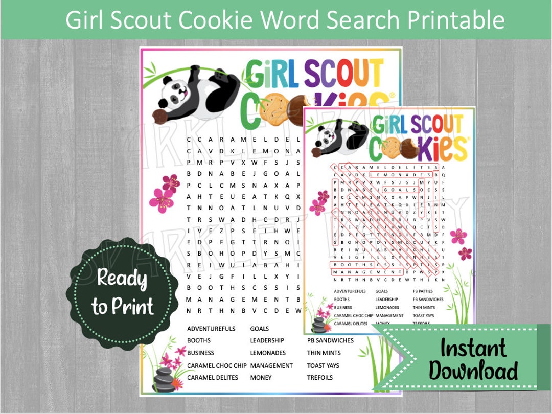 ABC Girl Scout Cookie Season Word Search Game Badge Patch Activity LBB ...