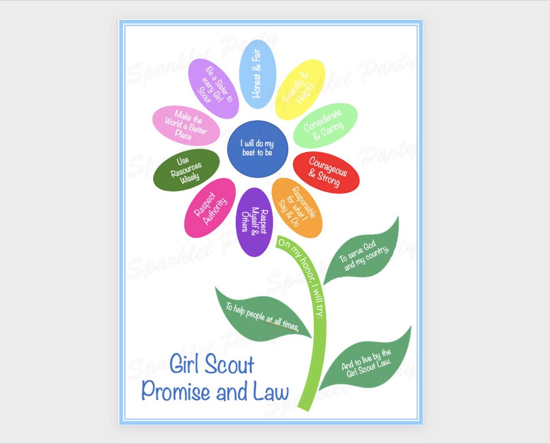 Girl Scout Promise and Law Daisy Flower Printable - Etsy
