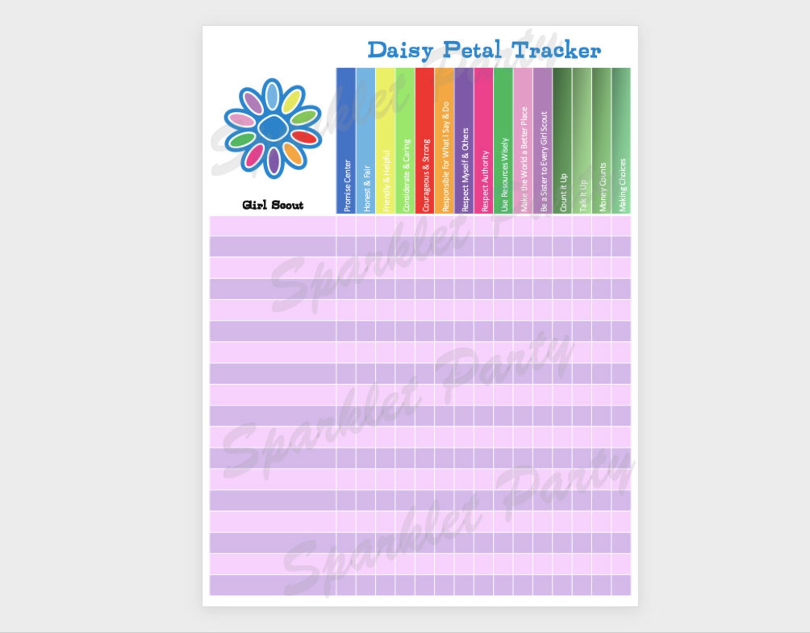 Daisy Girl Scout Petal & Leaf Badge Tracker Printable Instant | Etsy