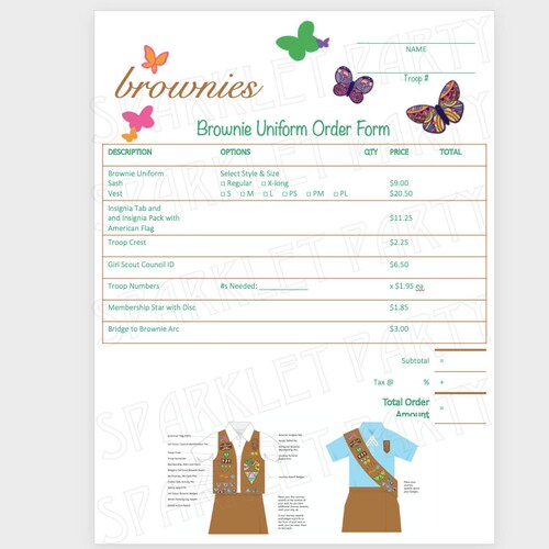 Brownie Girl Scout Snack Calendar Editable Printable | Etsy