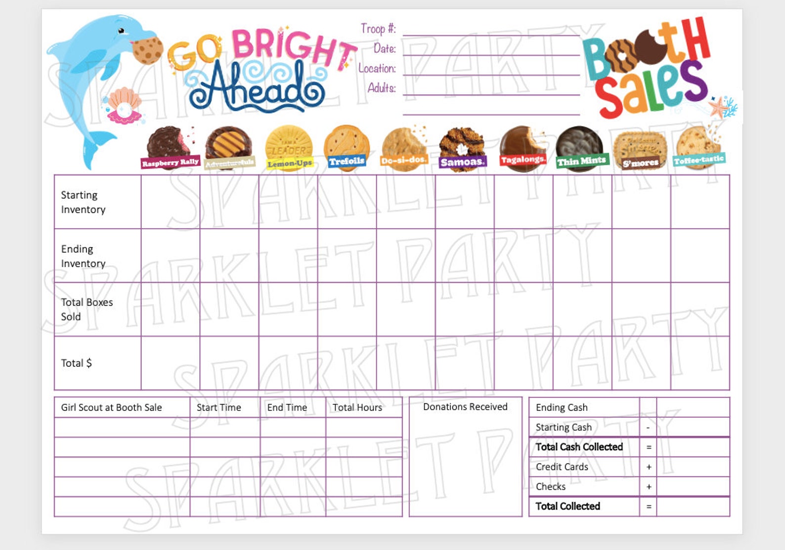 LBB Girl Scout Cookies Booth Tally Count Sheet Printable - Etsy