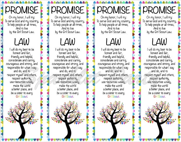 Girl Scout Promise and Law Bookmark Printable - Etsy Canada