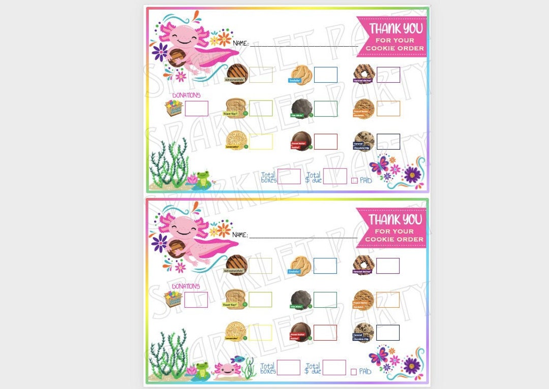 ABC Girl Scout Cookie Order Thank You Printable ABC Baker Cookies Form ...