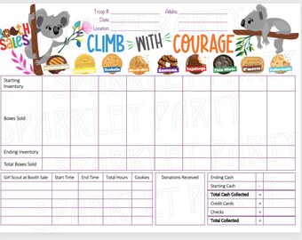 LBB Girl Scout Cookie Booth Tally Count Sheet Printable Little | Etsy