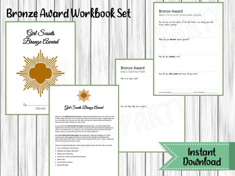 Girl Scout Junior Bronze Award Notebook Planner Worksheets - Etsy
