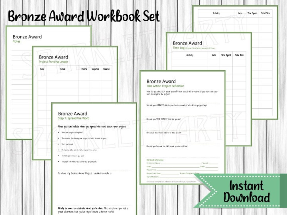Girl Scout Junior Bronze Award Notebook Planner Worksheets - Etsy