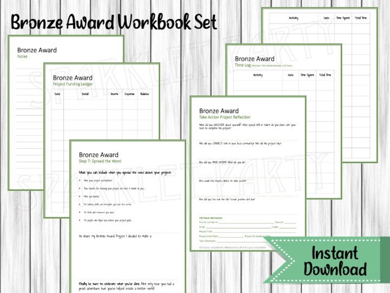 Girl Scout Junior Bronze Award Notebook Planner Worksheets - Etsy