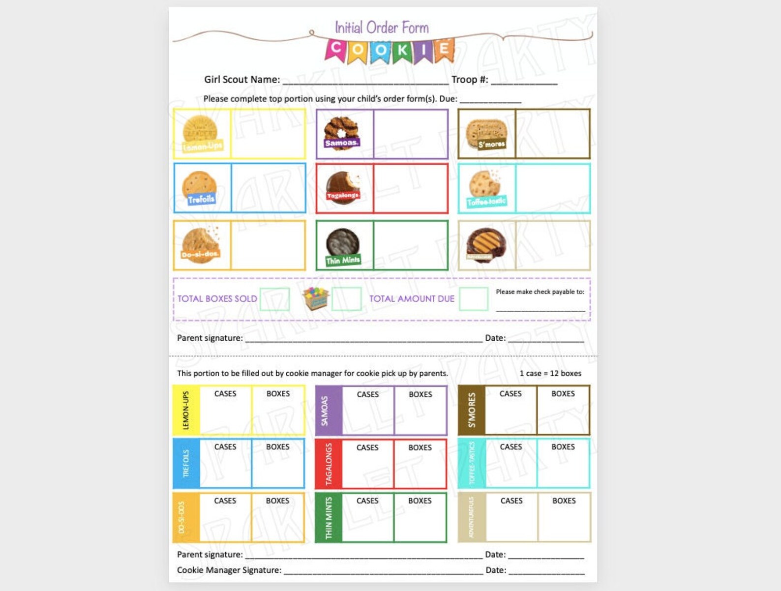 LBB Girl Scout Cookies Initial Order Parent Form Printable - Etsy