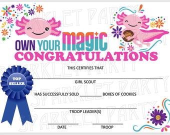 Girl Scout Cookie Sales Certificate - Etsy