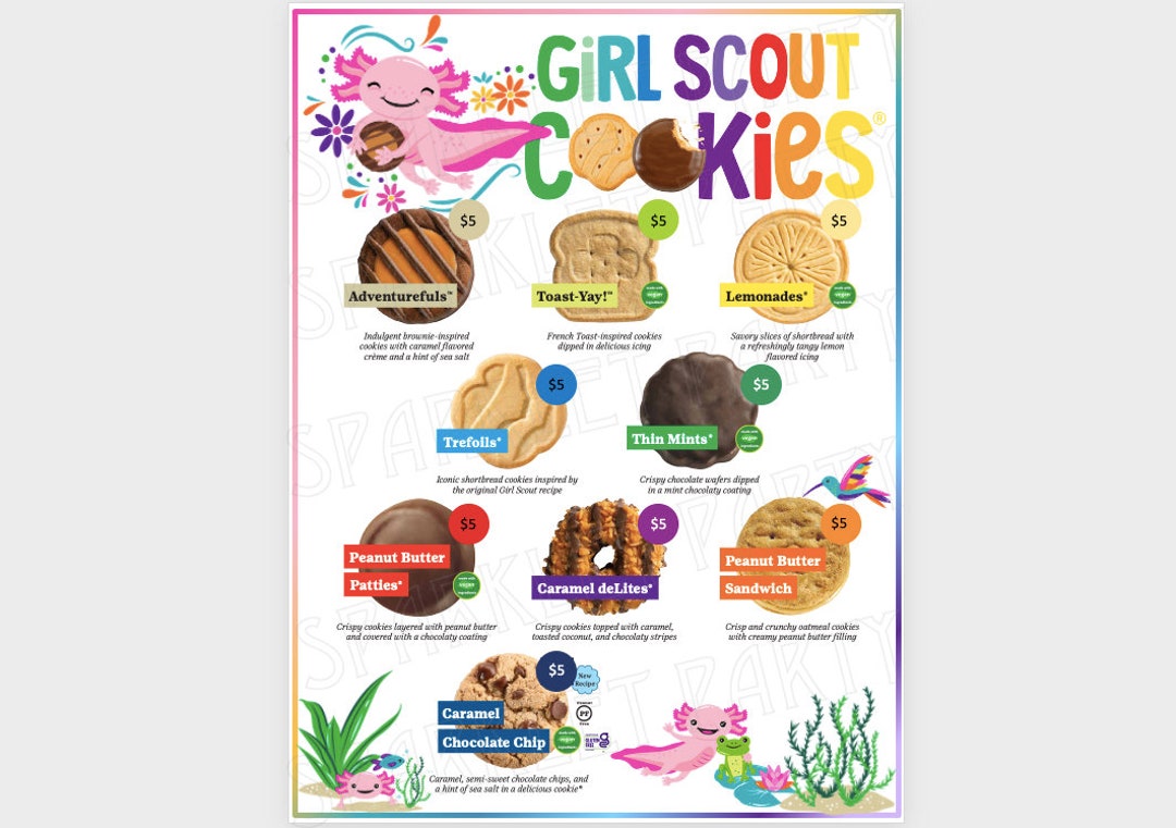 Abc Girl Scout Cookie Booth Menu Price Sheet Printable Abc Etsy
