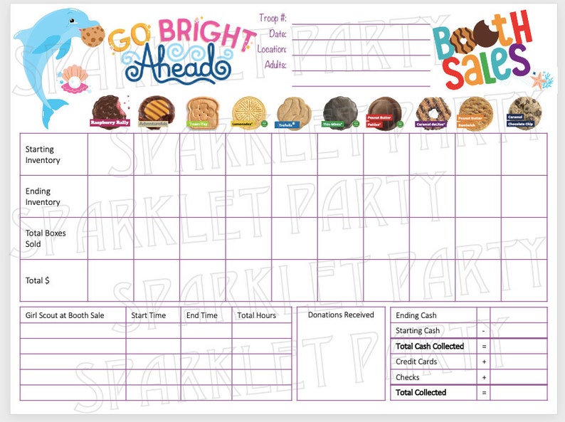 ABC Girl Scout Cookie Booth Tally Cookies Count Sheet - Etsy