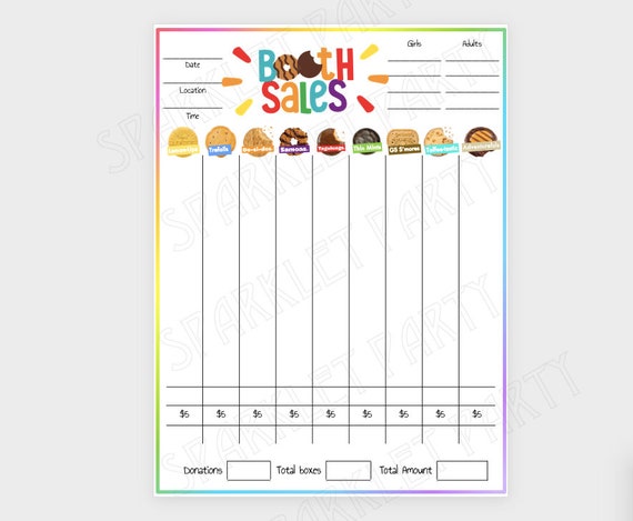 LBB Girl Scout Cookie Booth Tally Count Sheet Printable Little | Etsy
