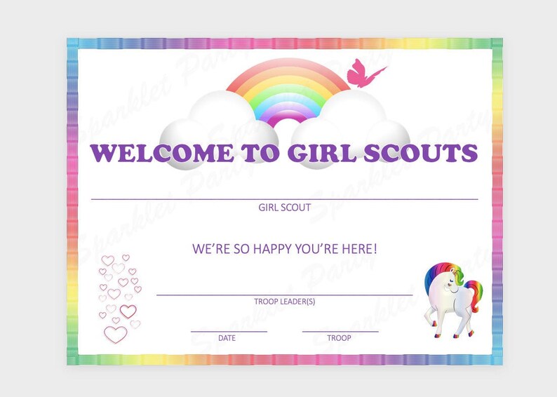 Girl Scout Investiture Welcome Award Certificate Printable - Etsy Ireland