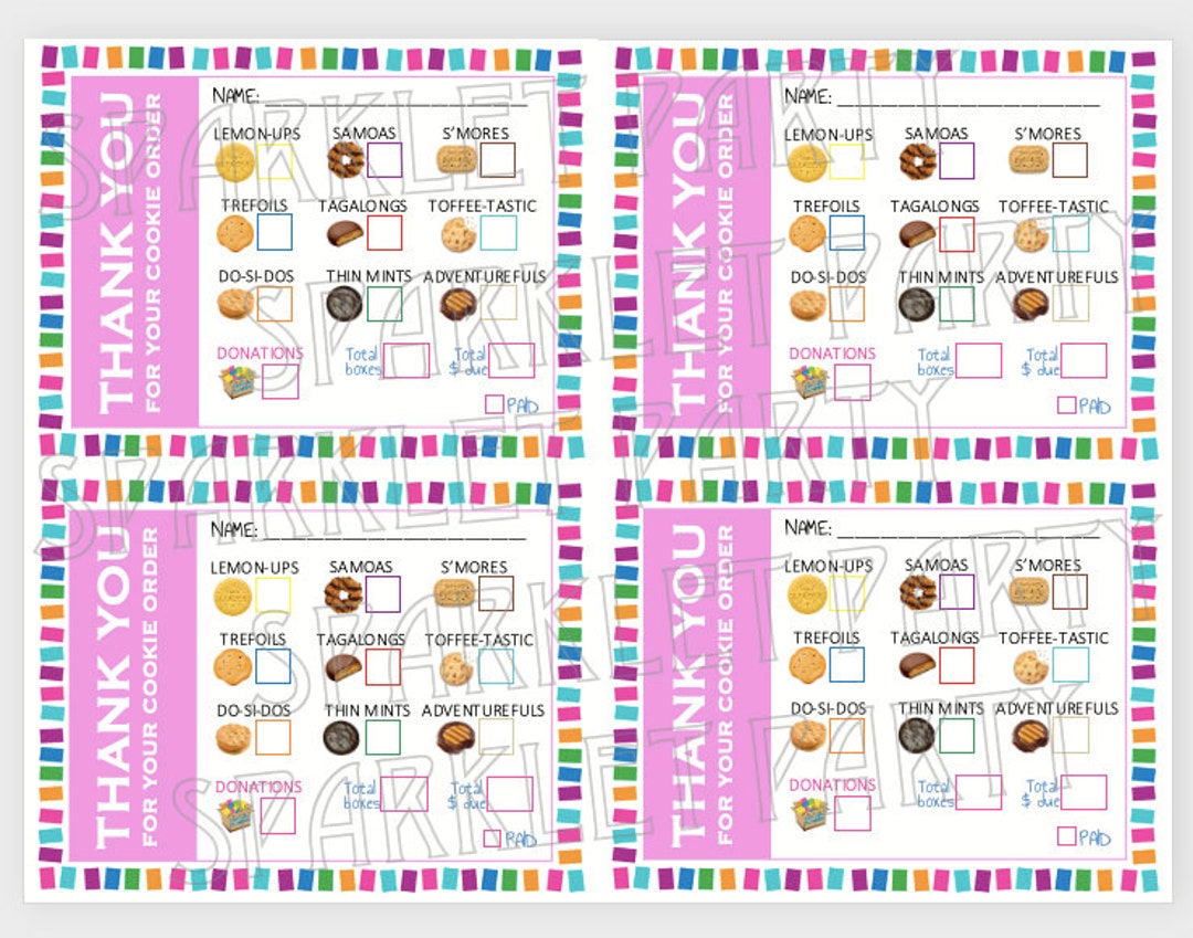 LBB Girl Scout Cookie Order Thank You Printable Little Brownie Cookies ...