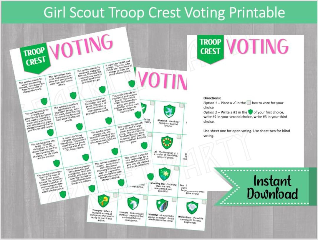 Girl Scout Troop Crest Voting Vote Sheet Printable Cookies - Etsy