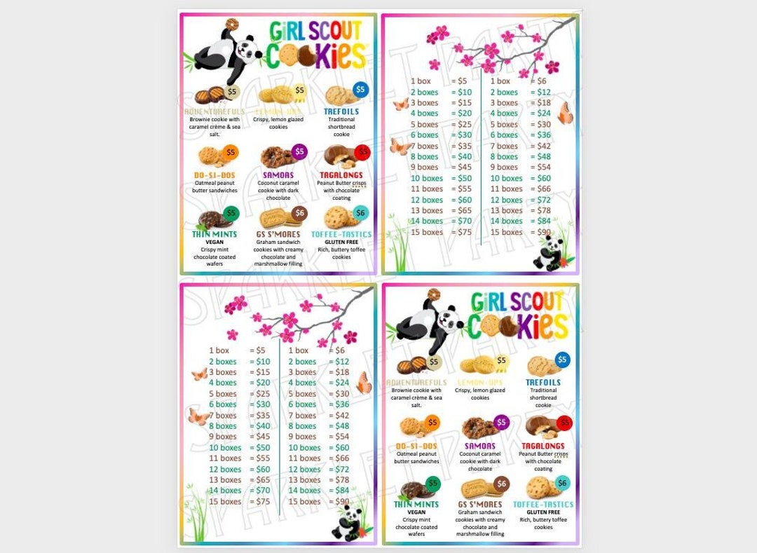 LBB 5/6 Girl Scout Cookie Booth Lanyard Mini Menu Sheet Printable ...