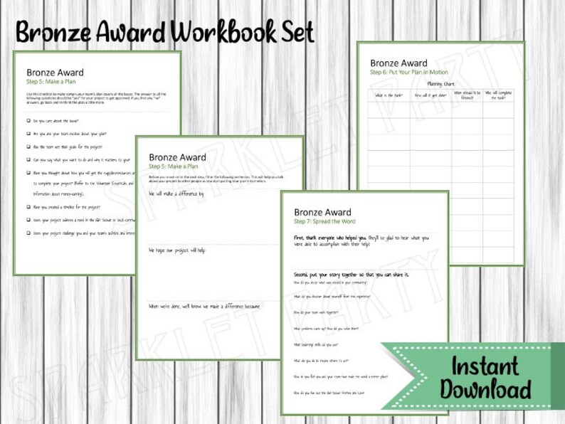 Girl Scout Junior Bronze Award Notebook Planner Worksheets - Etsy