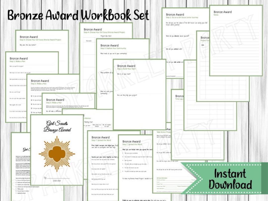 Girl Scout Junior Bronze Award Notebook Planner Worksheets Tool Kit ...