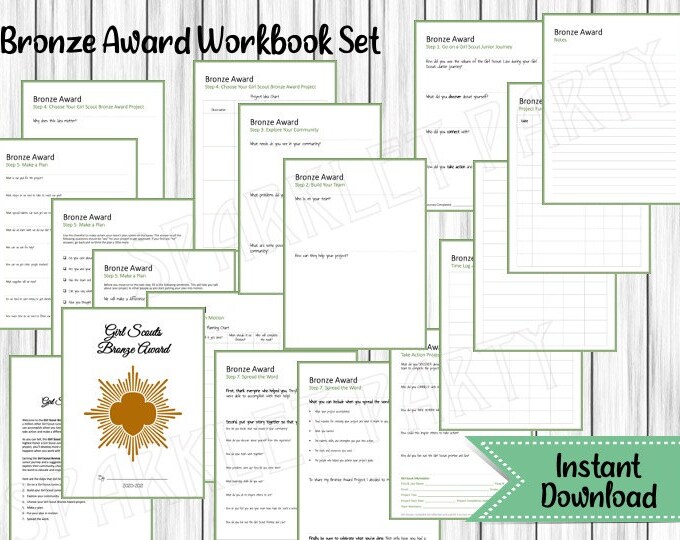 Girl Scout Junior Bronze Award Notebook Planner Worksheets Tool Kit ...