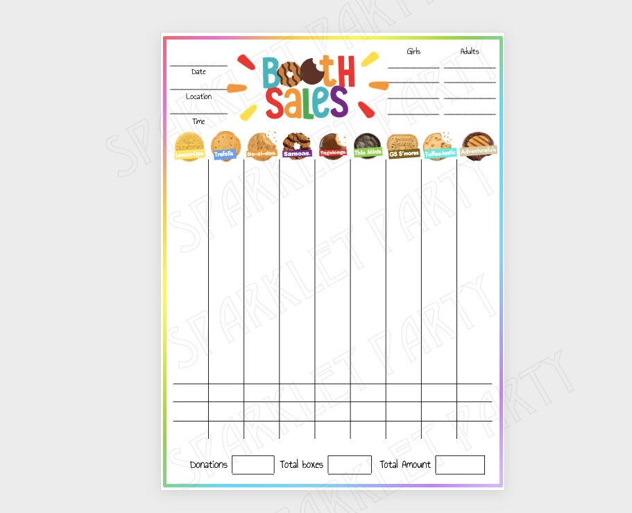 LBB Girl Scout Cookie Booth Tally Count Sheet Printable Little | Etsy