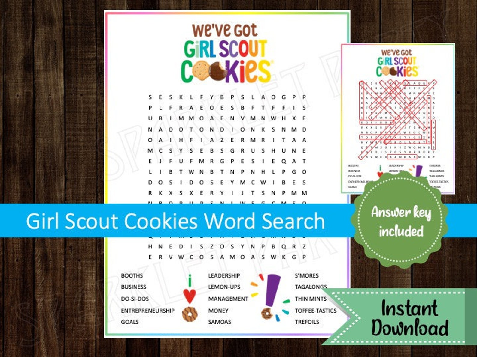 Girl Scout Cookie Season Word Search Game Badge Patch Activity - Etsy