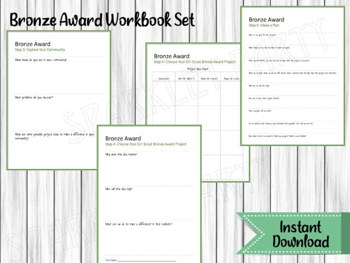 Girl Scout Junior Bronze Award Notebook Planner Worksheets - Etsy
