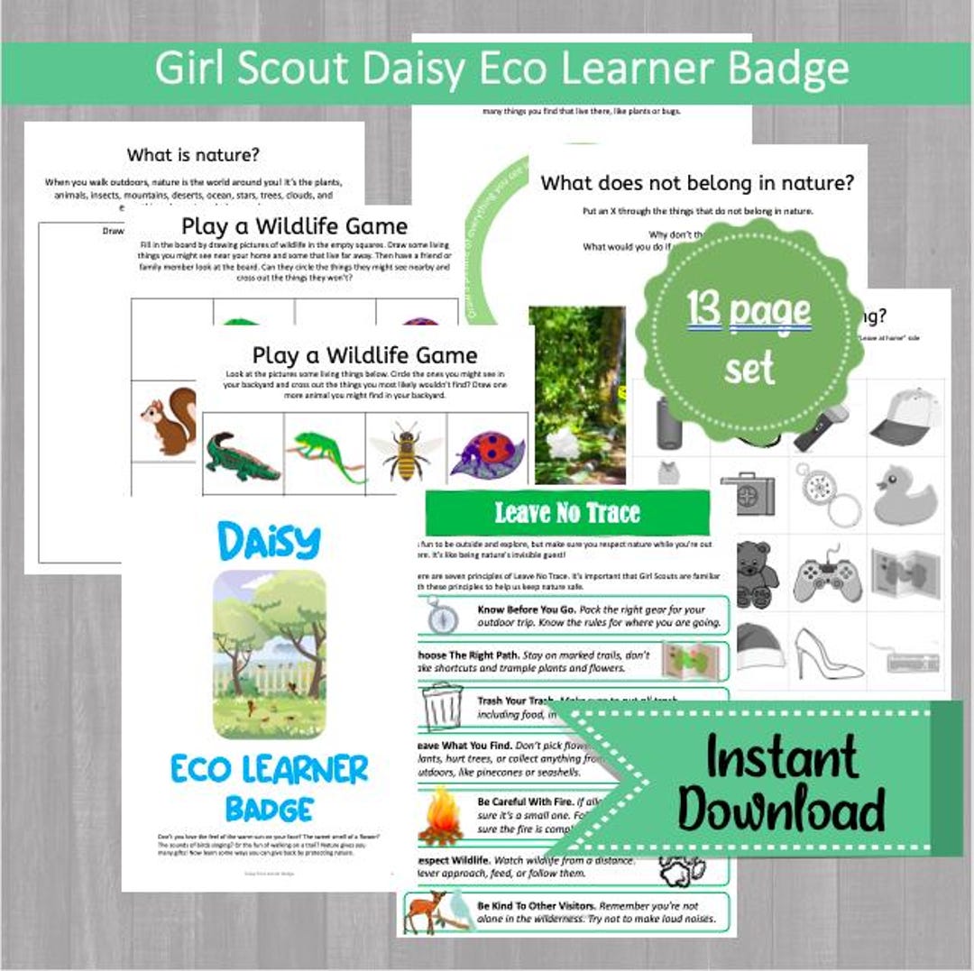 Girl Scout Daisy Eco Learner Badge Activities Worksheet Printable Troop ...