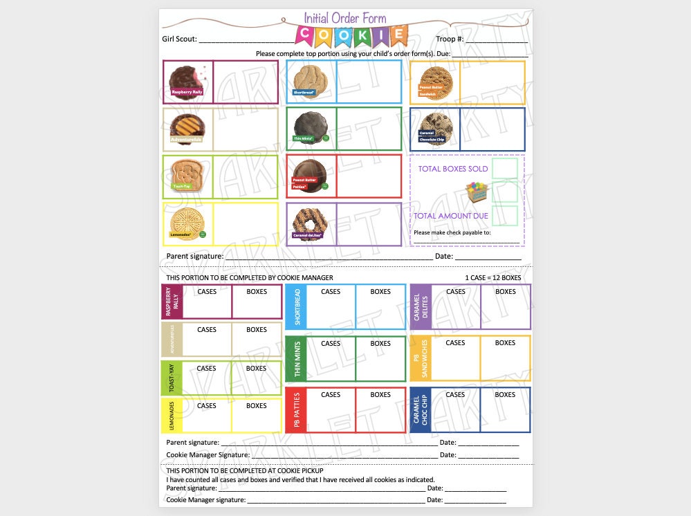 ABC Girl Scout Cookies Initial Order Parent Form Printable - Etsy