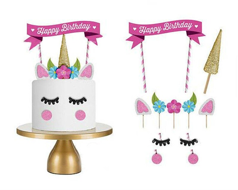 Unicorn Cake Topper Picks Decoration - Etsy