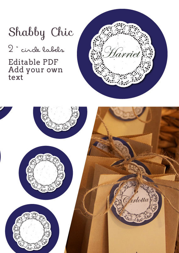 Shabby Chic 2" Circle Labels - Editable PDF - Add Your Own Text - Etsy
