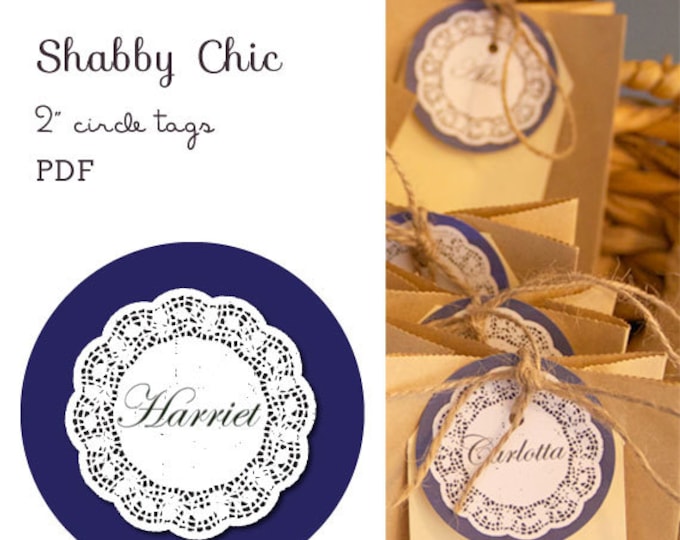 Shabby Chic 2 Circle Labels Editable PDF Add Your - Etsy