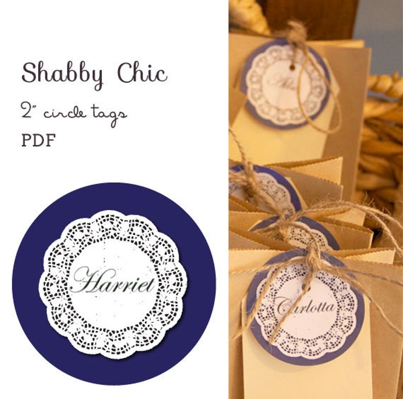 Shabby Chic 2" Circle Labels - Editable PDF - Add Your Own Text - Etsy