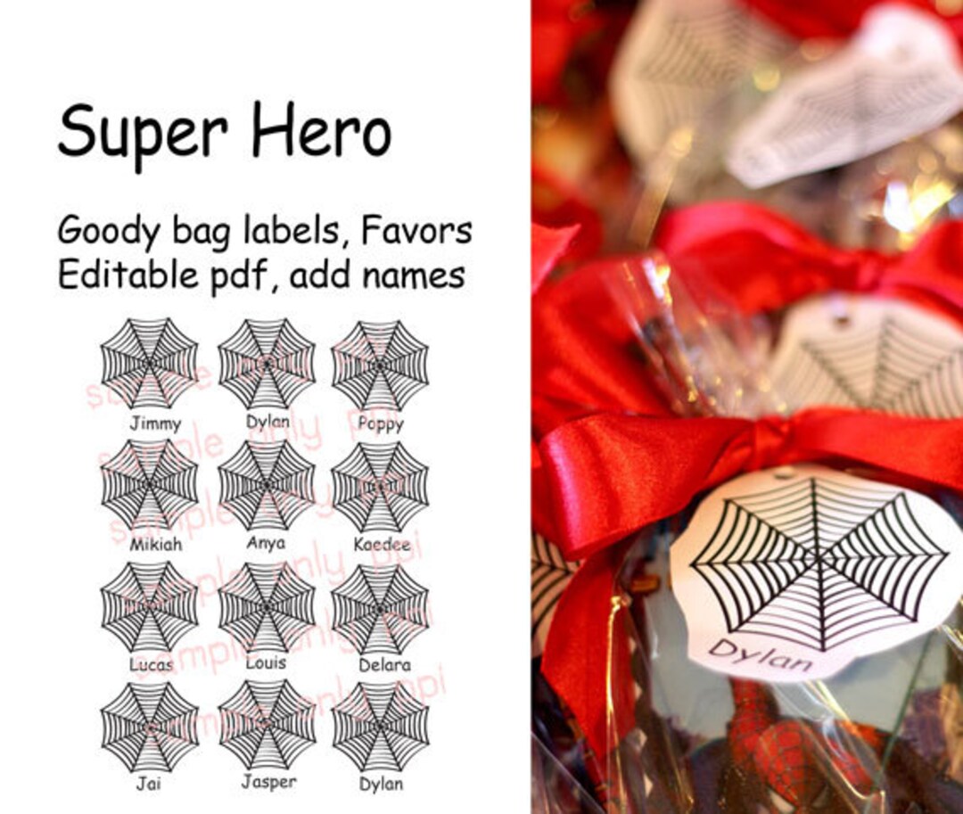Super Hero / Comic Book Goody Bag /party Favor Labels - Etsy