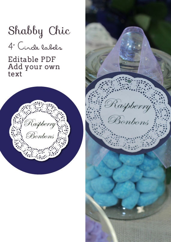 Shabby Chic 4" Circle Labels - Editable PDF - Add Your Own Text - Etsy