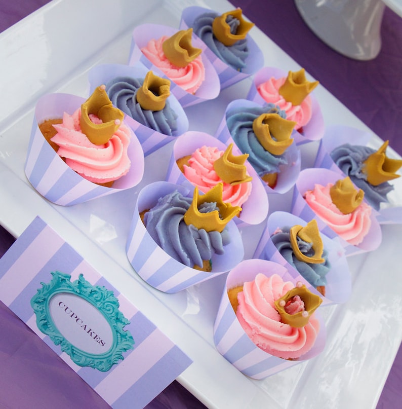 Pink and Purple Princess Cupcake Toppers and Wrappers - Printable PDF ...