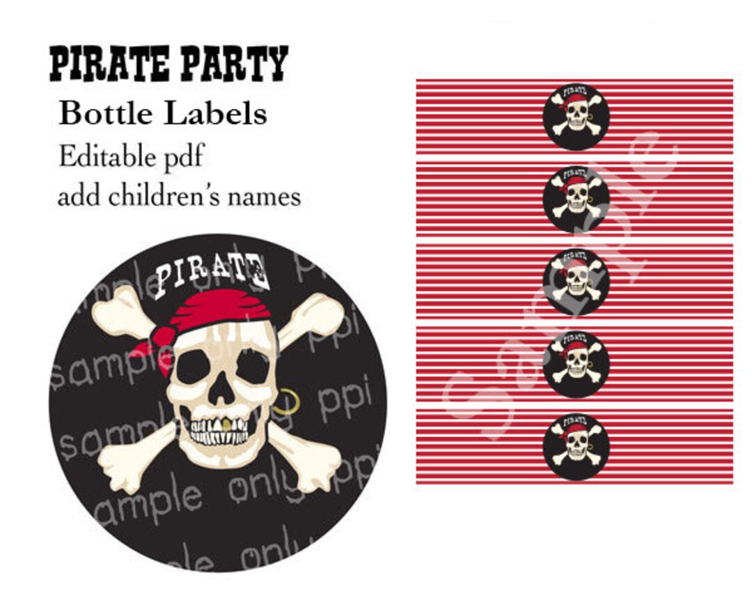 Pirate Party Bottle Labels (for Small Retro Milk Bottles or Similar ...