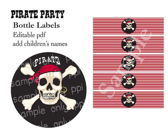 Pirate Party Bottle Labels for Small Retro Milk Bottles or | Etsy