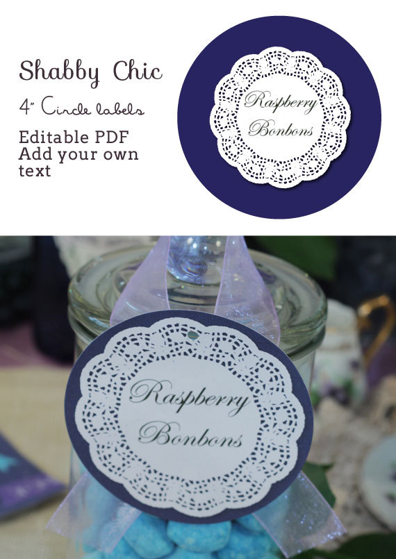 Shabby Chic 4 Circle Labels Editable PDF Add Your Own Text - Etsy